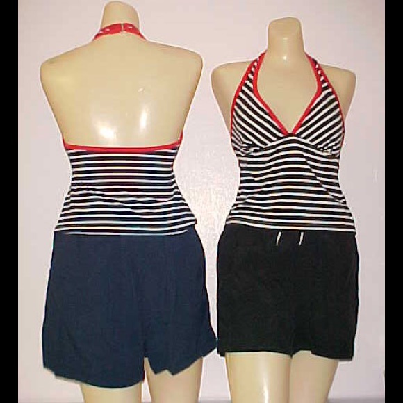 Jantzen | Swim | Tankini Swimsuit Navy White Jogger | Poshmark